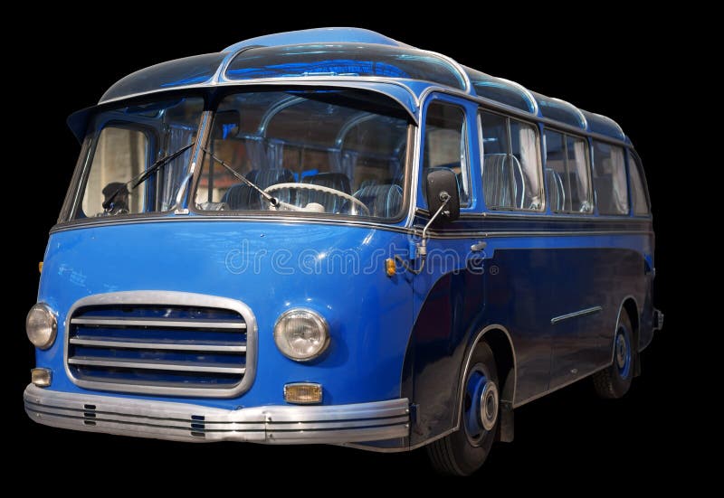 Oude retro blauwe bus stock afbeelding. Image of reis - 80483793