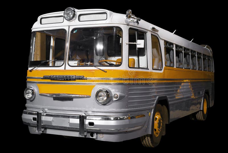 Oude retro gele bus stock afbeelding. Image of toerisme - 80483747