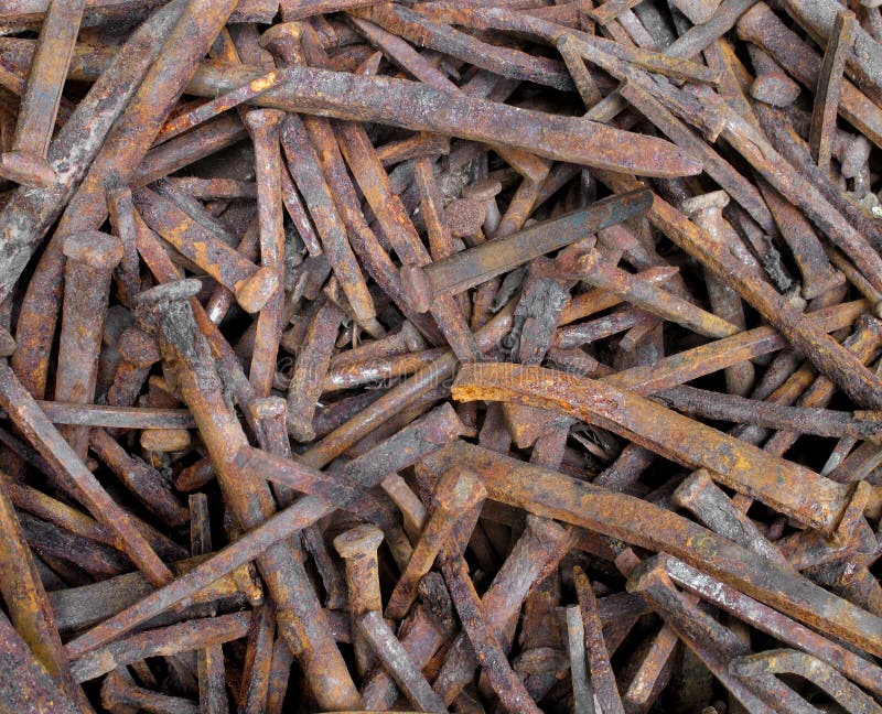 Oude Roestige Vierkante Spijkers Stock Foto - Afbeelding bestaande uit ...
