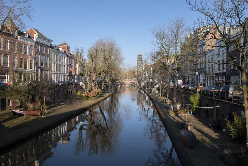 Oudegracht Canal at Utrecht the Netherlands 27-12-2019 Editorial ...