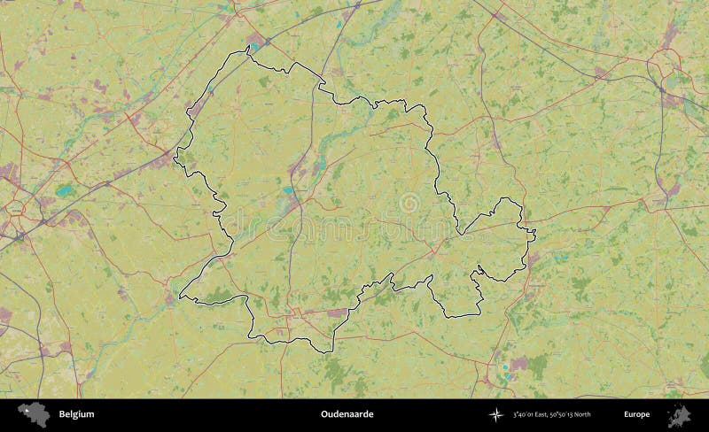 Oudenaarde Outlined, Belgium. Topographic Humanitarian Stock ...