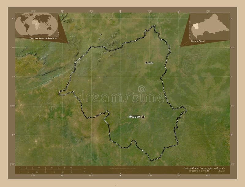 Ouham-Pende, Central African Republic. Low-res Satellite. Labelled ...