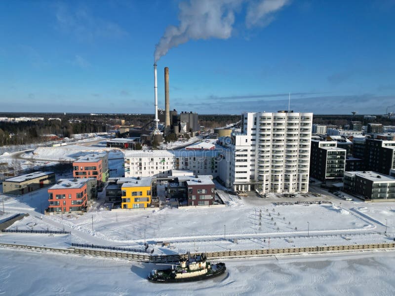 Oulu, Finland 02 15 2025: Aerial View of Toppilansalmi Editorial ...