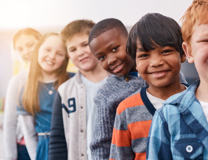 This is Our Class. Portrait of a Group of Cheerful Elementary School ...