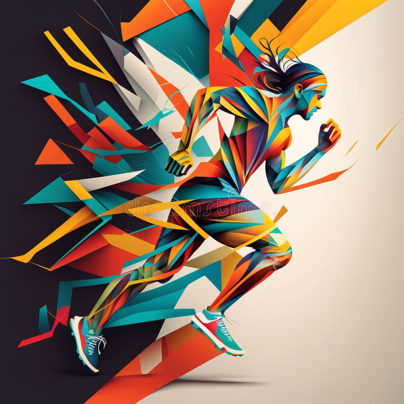 Running: a Dynamic and Energetic Concept Image Stock Illustration ...