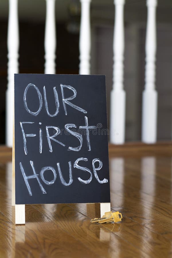 Our First House Sign with Keys Vertical Stock Photo - Image of rent ...