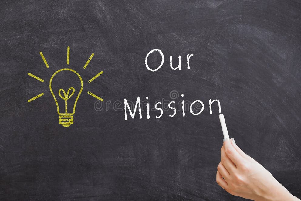 Our Mission Yellow Lightbulb with Text on a Blackboard Stock Image ...