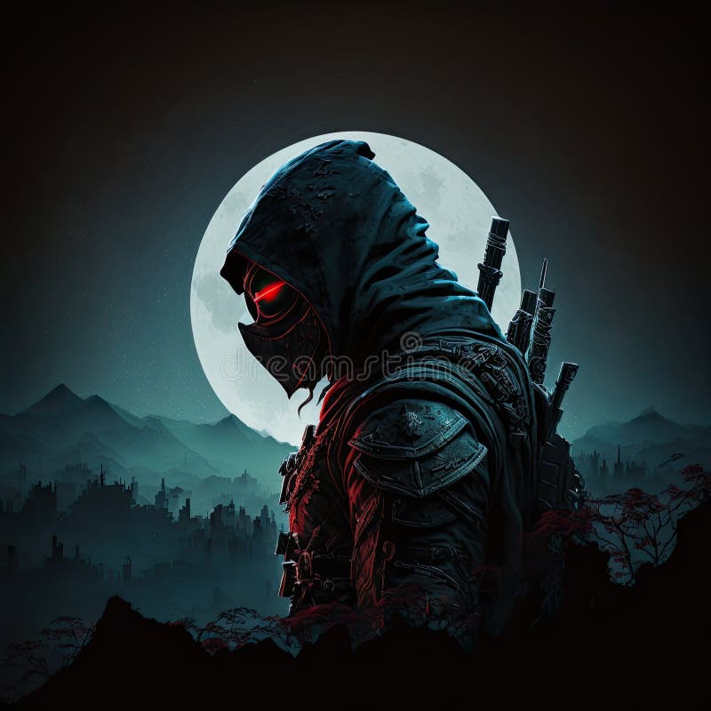 Ninja in the Dark stock illustration. Illustration of face - 268656928