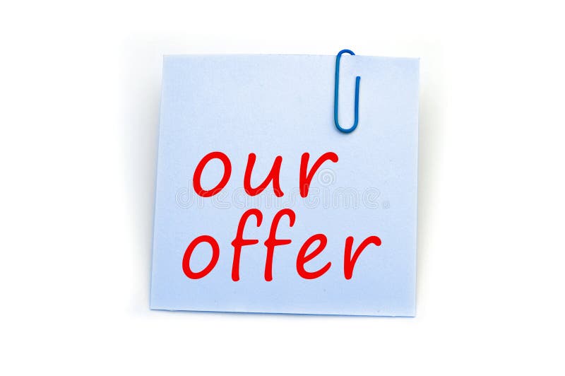 Our offer note stock image. Image of sign, reminder, promo - 13418001