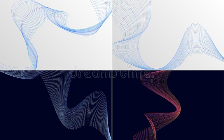 Our Pack of 4 Vector Backgrounds Includes Abstract Waving Lines Stock ...