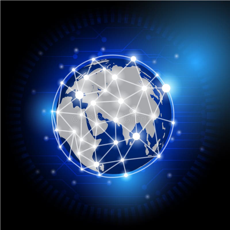 Our Planet Earth with Communication Links Around Stock Illustration ...