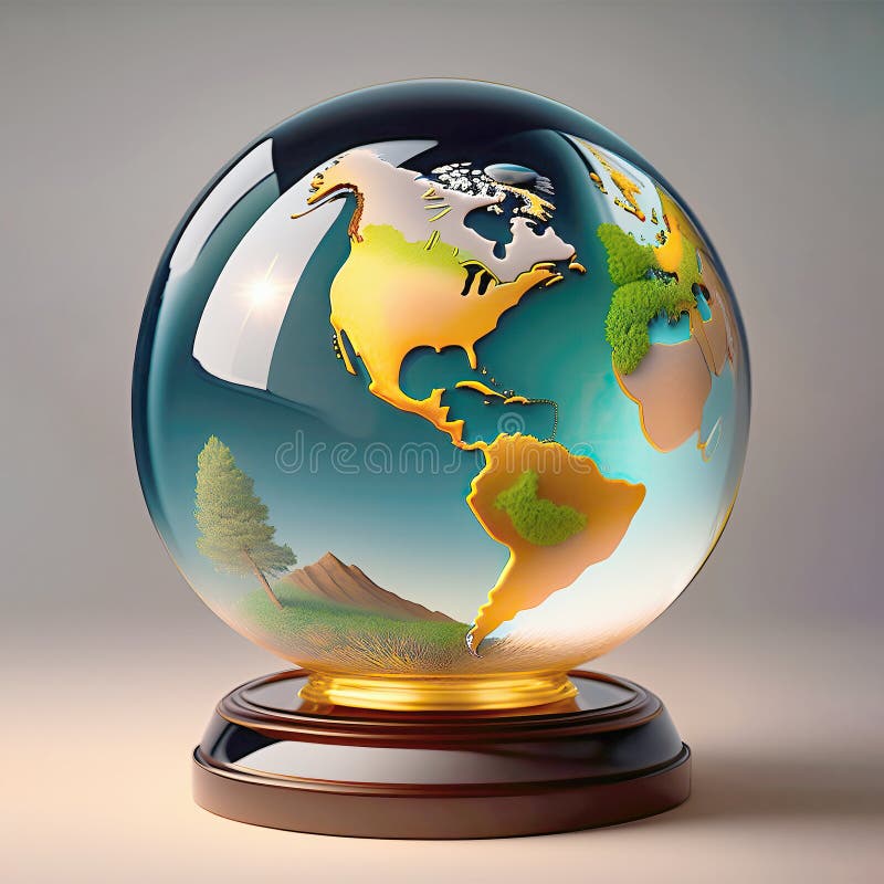 Our Planet Earth is Inside a Glass Sphere Stock Illustration ...