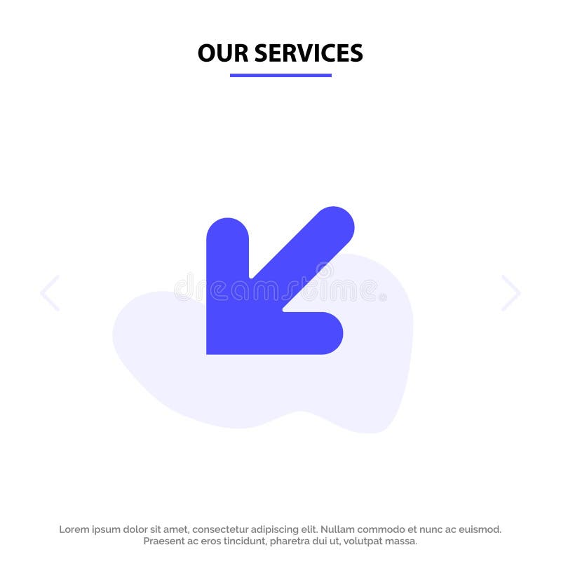 Our Services Arrow, , Down, Left Solid Glyph Icon Web Card Template ...