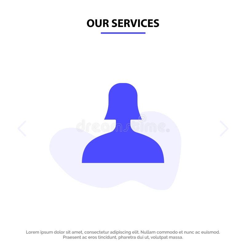 Our Services Avatar, Support, Woman Solid Glyph Icon Web Card Template ...
