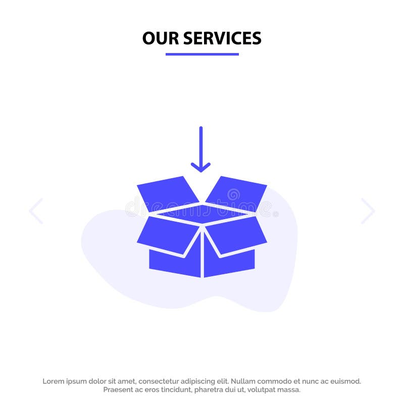 Our Services Box, Arrow, Shipping, Education Solid Glyph Icon Web Card ...