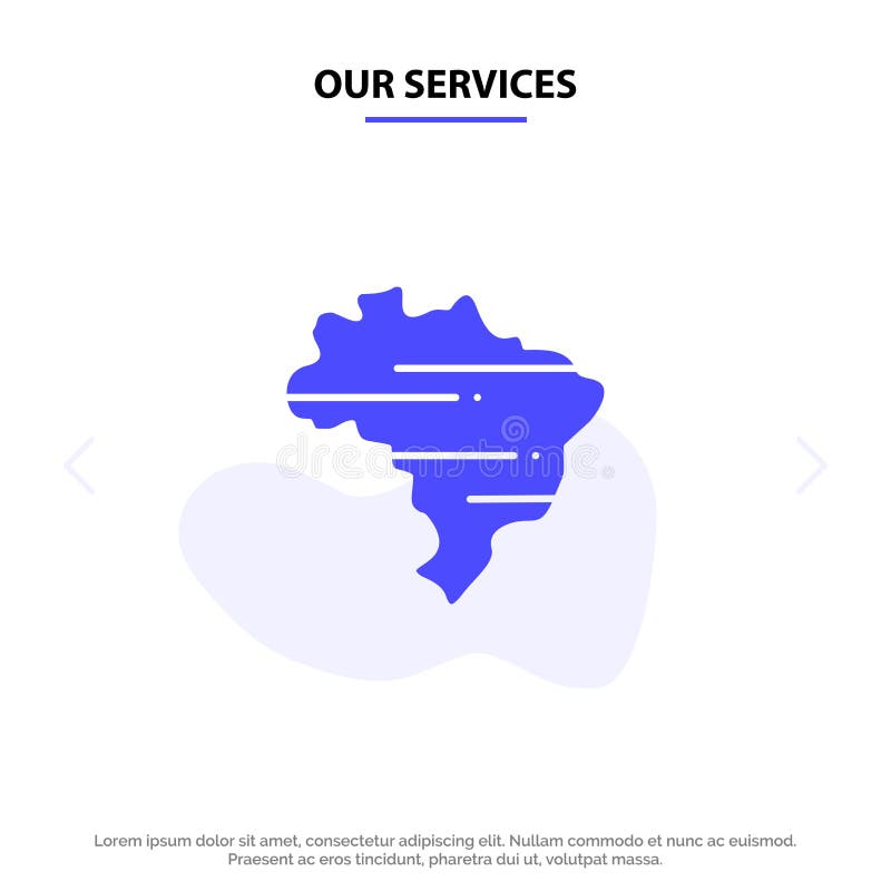 Our Services Brazil, Map, Country Solid Glyph Icon Web Card Template ...