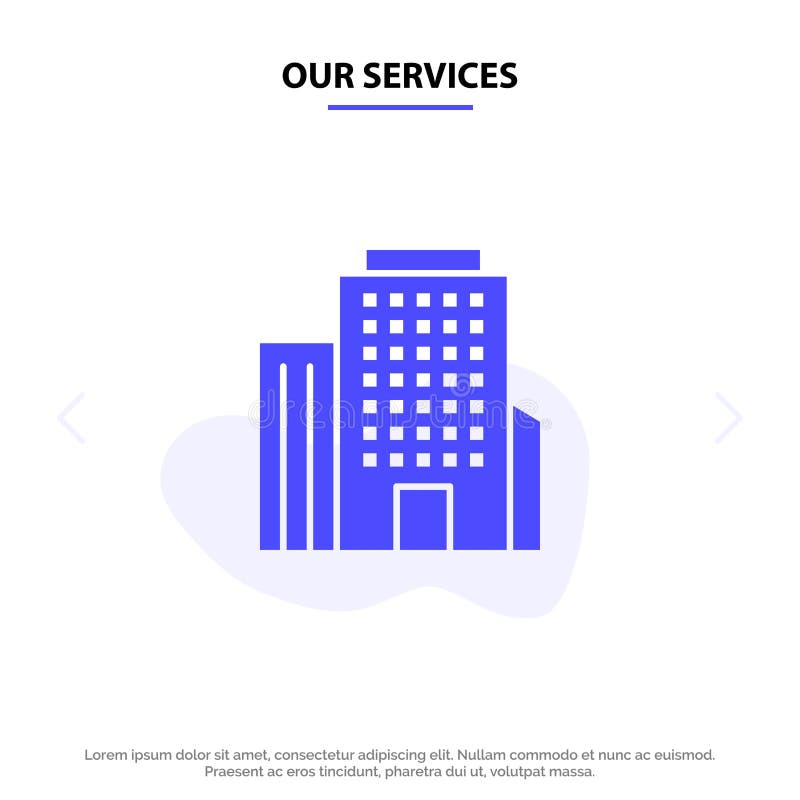 Our Services Building, Office, American Solid Glyph Icon Web Card ...