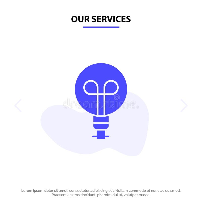 Our Services Bulb, Light, Design Solid Glyph Icon Web Card Template ...