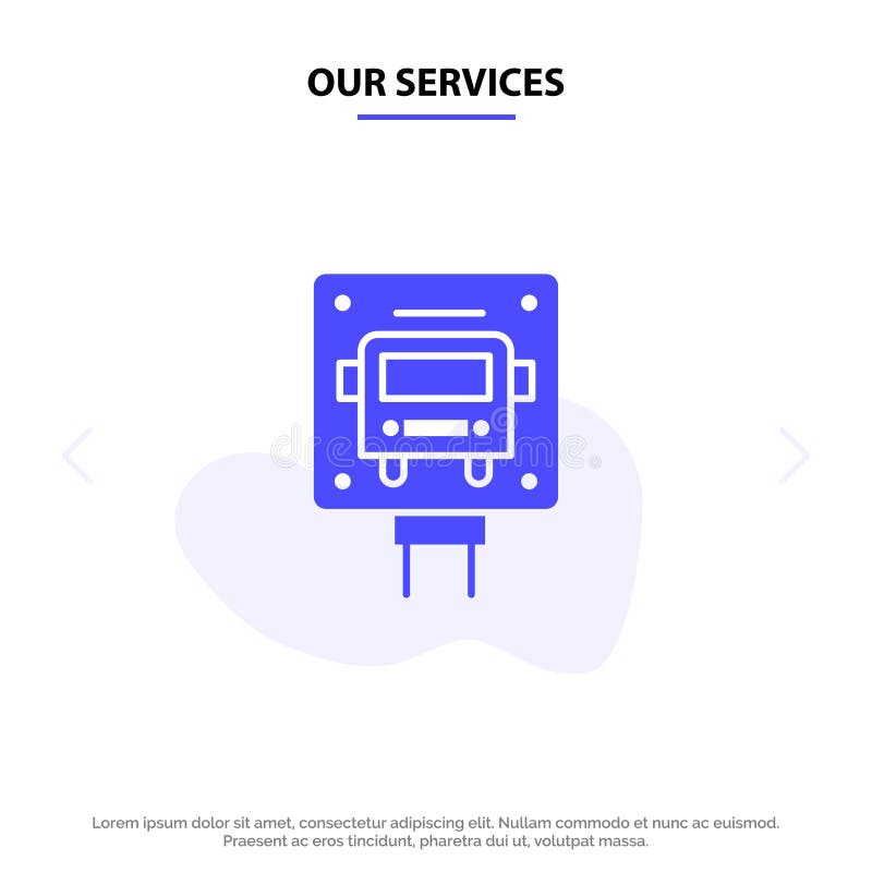 Our Services Bus, Stop, Sign, Public Solid Glyph Icon Web Card Template ...