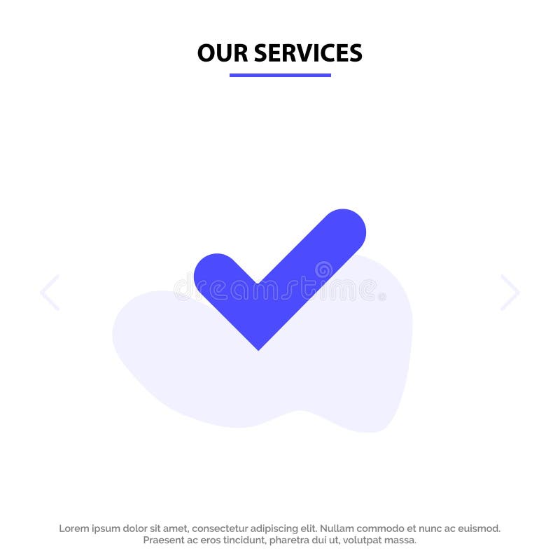 Our Services Check, Ok, Tick, Good Solid Glyph Icon Web Card Template ...