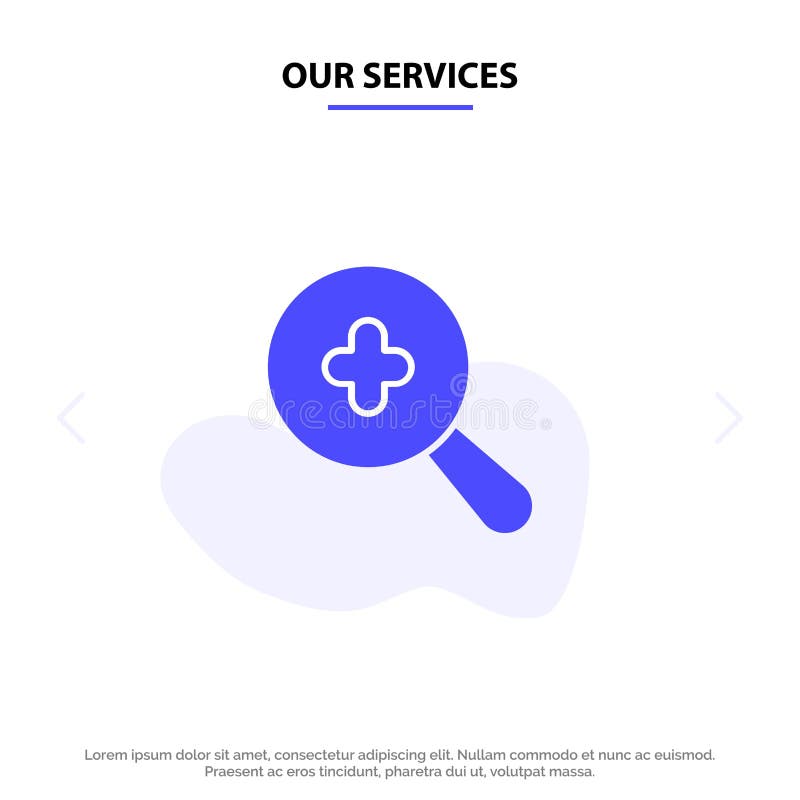 Our Services Expanded, Search, Plus Solid Glyph Icon Web Card Template ...