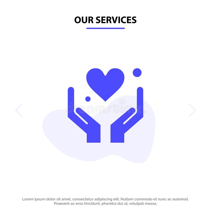 Our Services Hand, Heart, Love, Motivation Solid Glyph Icon Web Card ...