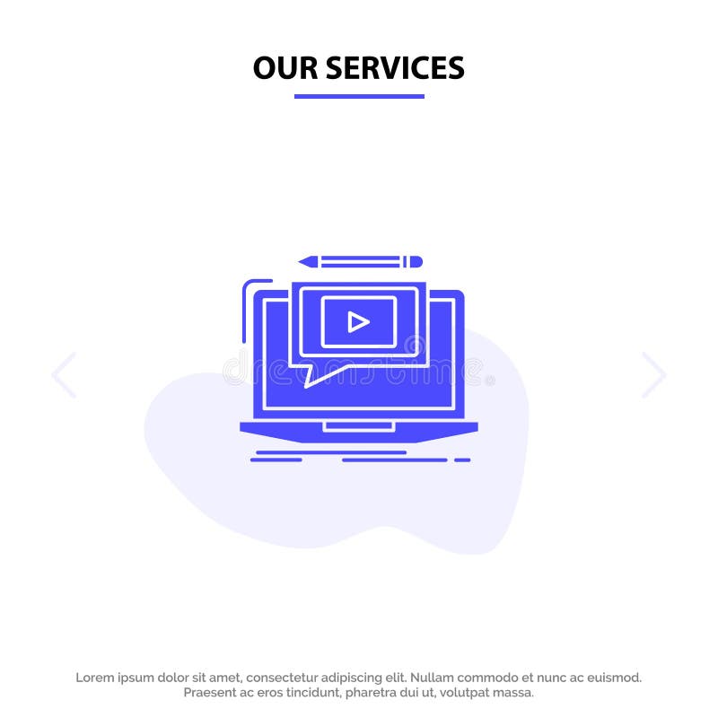 Our Services Laptop, Player, Screen, Tutorial, Video Solid Glyph Icon ...