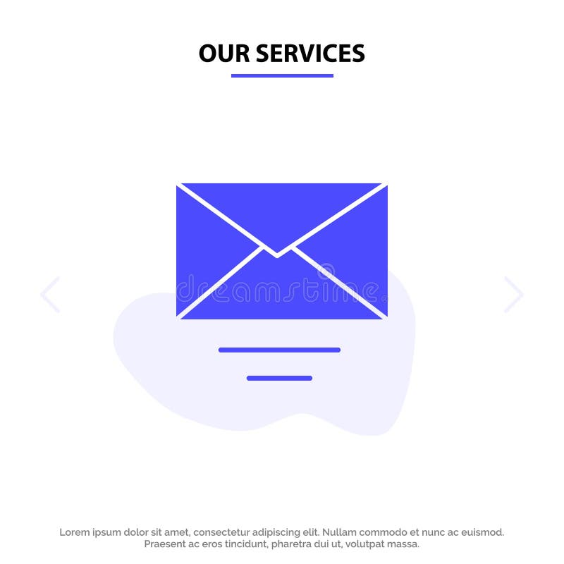 Our Services Mail, Email, Text Solid Glyph Icon Web Card Template Stock ...