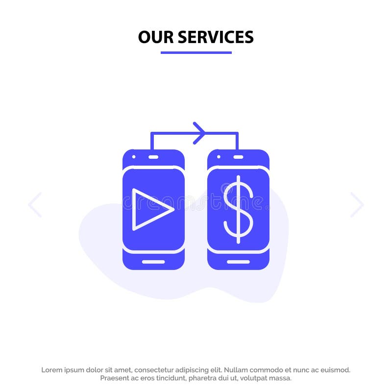 Our Services Mobile, Dollar, Money Solid Glyph Icon Web Card Template ...