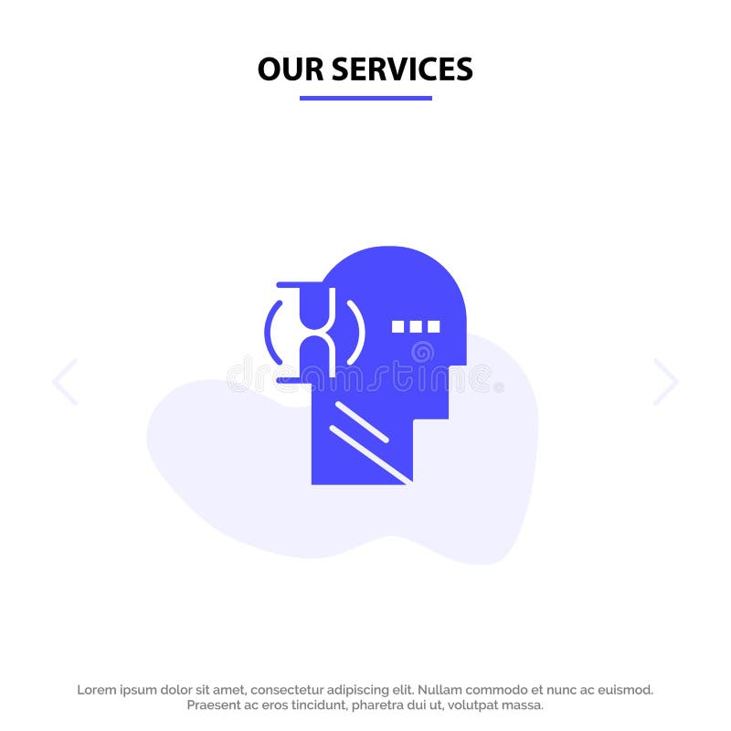 Our Services Wait, Glass, User, Male Solid Glyph Icon Web Card Template ...