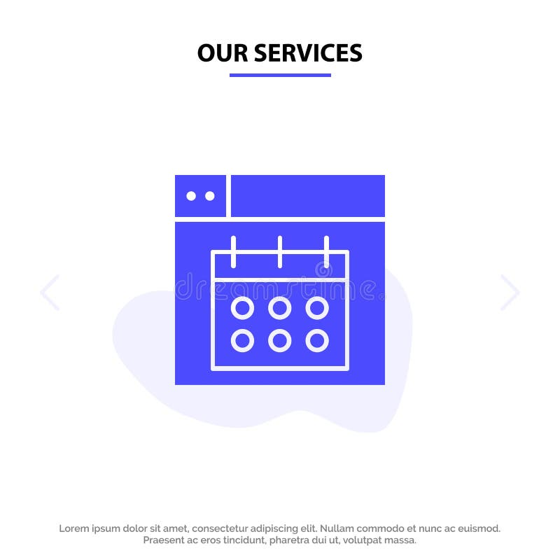 Our Services Web, Design, Calendar, Date Solid Glyph Icon Web Card ...