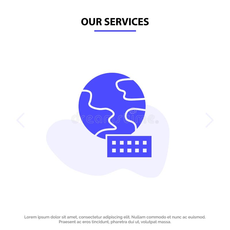 Our Services World, Globe, Marketing Solid Glyph Icon Web Card Template ...