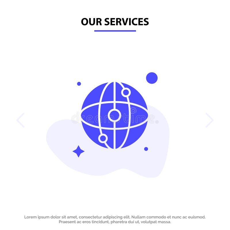 Our Services World, Map, Network Solid Glyph Icon Web Card Template ...