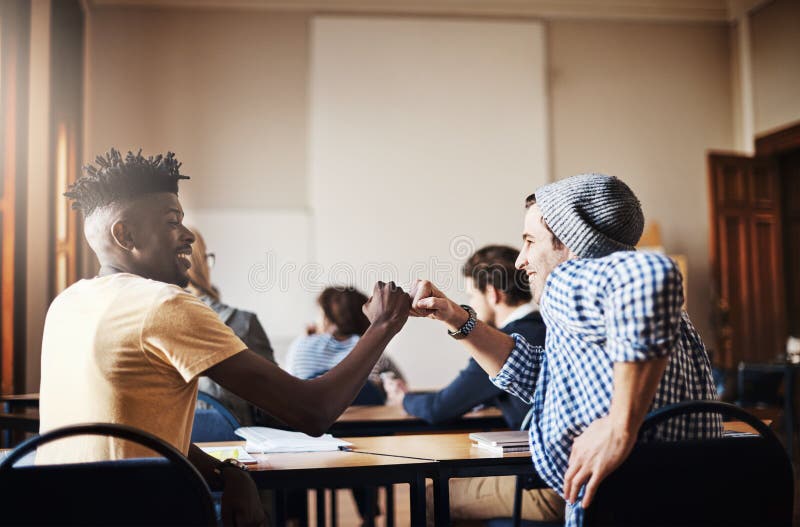 Our Teamwork Paid Off. University Students in Class. Stock Image ...