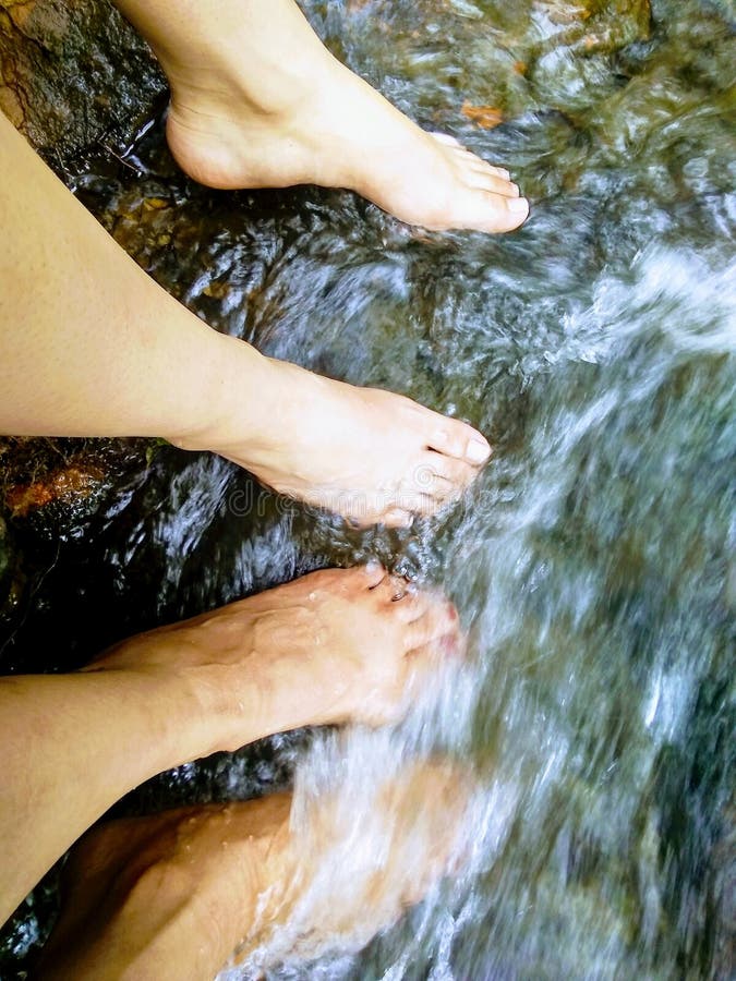 Our toes in the water stock image. Image of stream, sunlight - 194259537