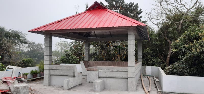 Our Village Farm House Rooftop Rest Area Stock Image - Image of village ...