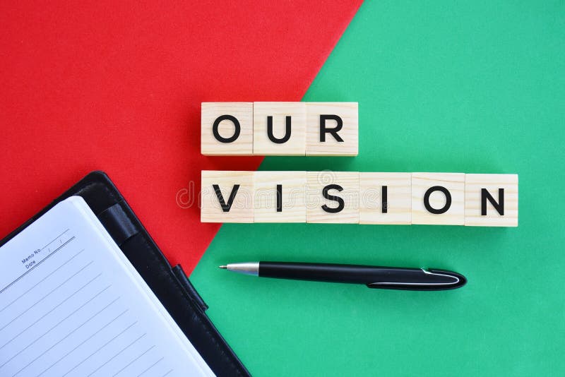 `Our Vision` Word on Wood Blocks with Red and Green Background Flat Lay ...