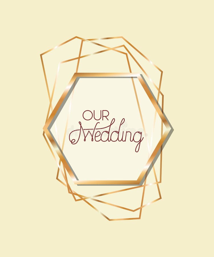 Our Wedding Text in Gold Frame Vector Design Stock Vector ...