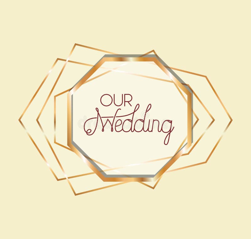 Our Wedding Text in Gold Frame Vector Design Stock Vector ...