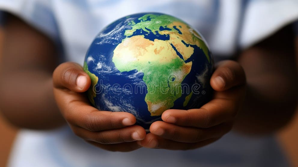 Our World in Caring Hands Nurturing the Future with Global Stewardship and Responsibility Stock ...