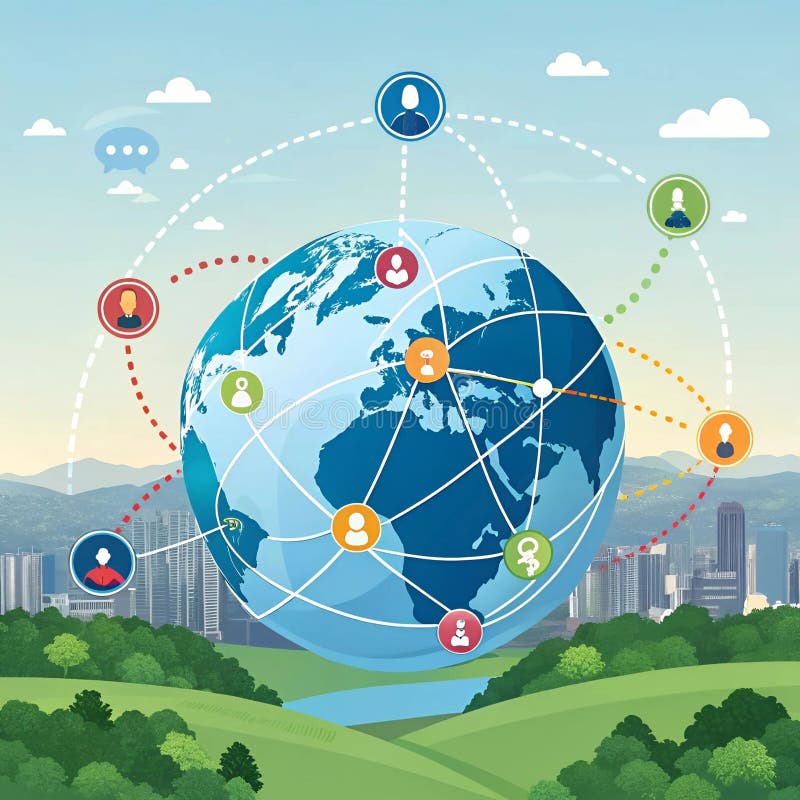 Our World Connected Social Networking Interconnect Stock Illustration ...