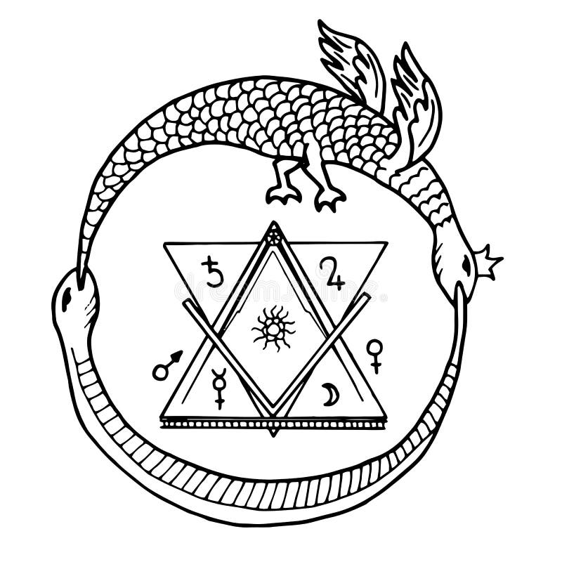 Ouroboros and Philosophical Stone Stock Vector - Illustration of ...