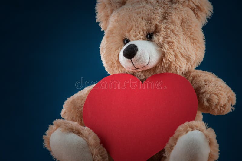 Teddy Bear Holding Un Coeur Sur Le Blanc Image stock - Image du animal ...