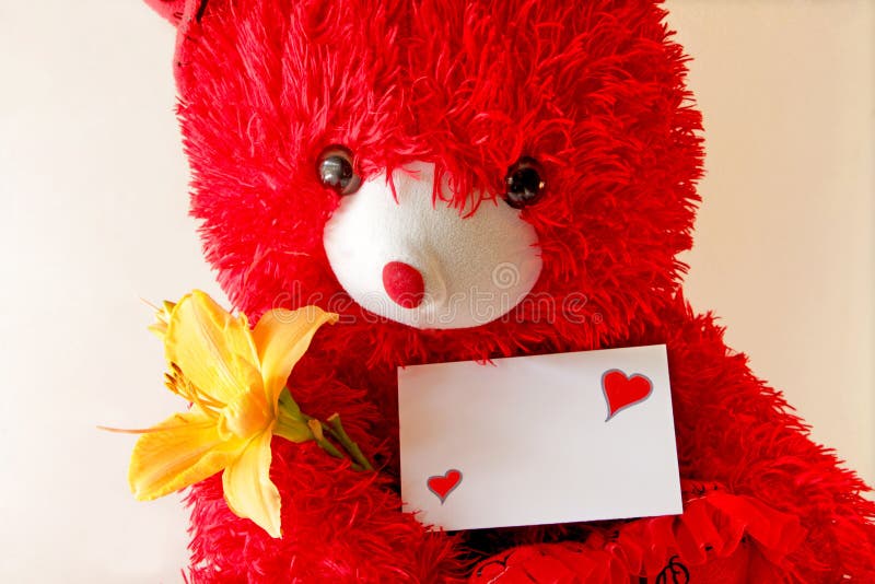 Ours De Nounours Rouge Tenant Un Pardonner Je Note Image stock - Image ...