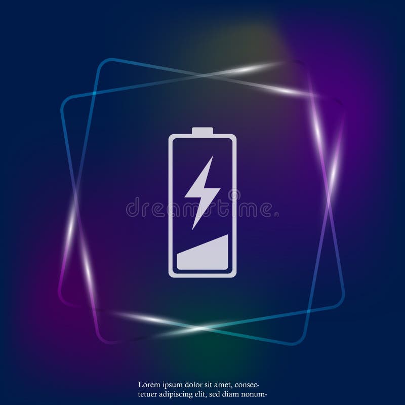 Out of Battery Charge Vector Neon Light Icon. Low Battery Stock Vector ...