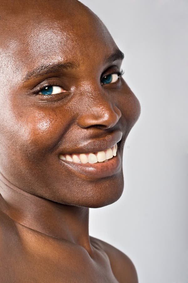 Beautiful bald black woman stock image. Image of thinking - 4413345