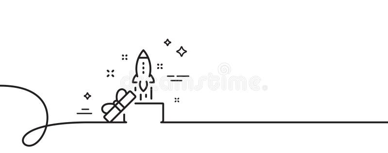 Out of the Box Line Icon. Launch Project Sign. Continuous Line with ...