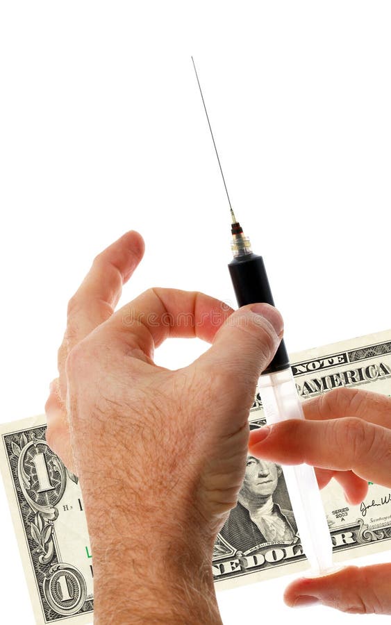 Cash Injection. Businessman Hand With Syringe Money Dollar Stock Photo ...