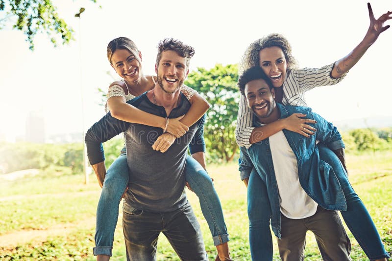 Out for a Day of Complete Fun Together. Portrait of Two Happy Young ...