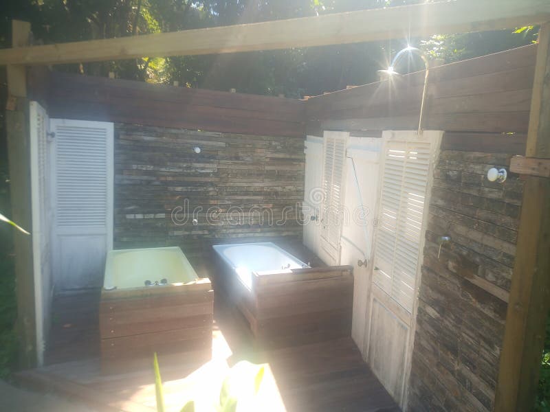 Out Door Bath House Twin Out Door Tubs Bathing Outside Stock Photo ...